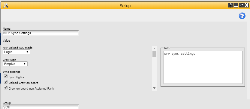 Setup Parameters : N-Ops & Crew
