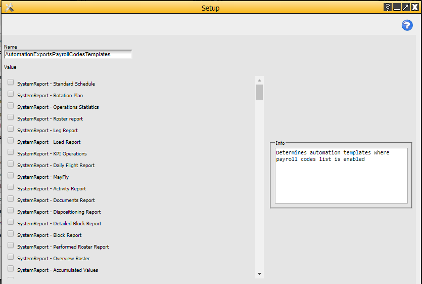 Setup Parameters : N-Ops & Crew