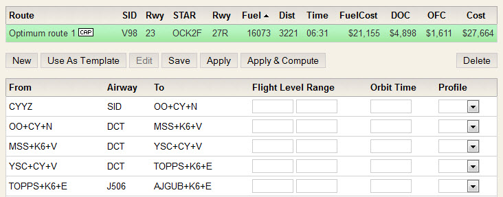 Other Route Screen Fields and Functions : N-Flight Planning