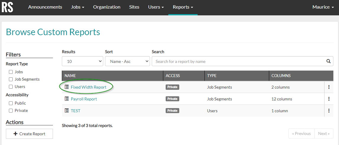 Help - How to export a fixed width report