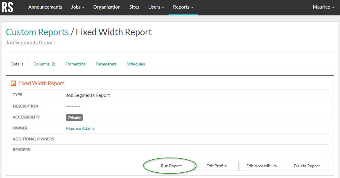 Help - How to export a fixed width report