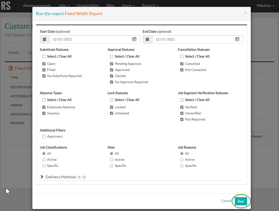 Help - How to export a fixed width report