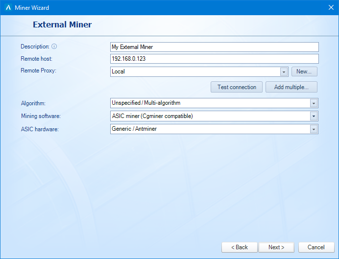Add External Miners using the Wizard : Awesome Miner