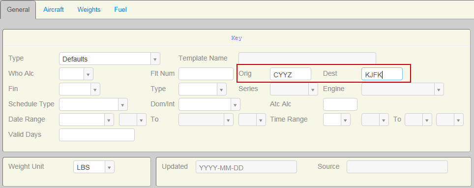 Default Template Examples : N-Flight Planning