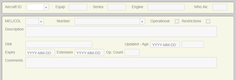 FOMS Menu 425 (Aircraft MEL/CDL Status Program) : N-Flight Planning