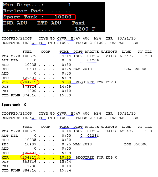 Aircraft Characteristics Fields : N-Flight Planning