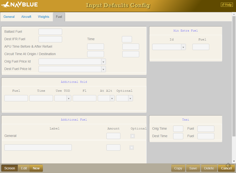 WebFOMS Input Defaults : N-Flight Planning