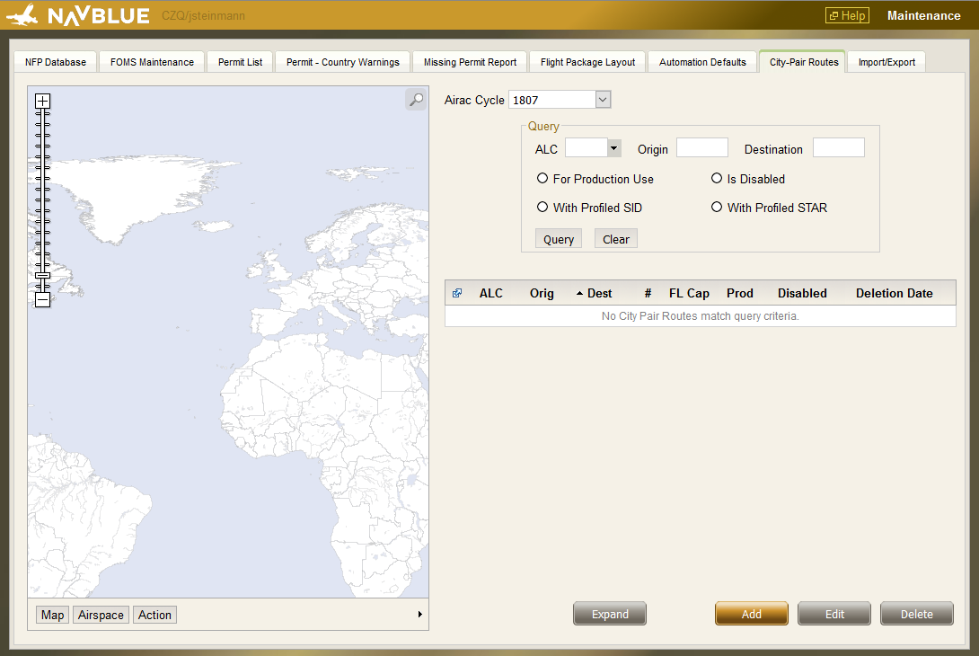 City-Pair Route Screen : N-Flight Planning