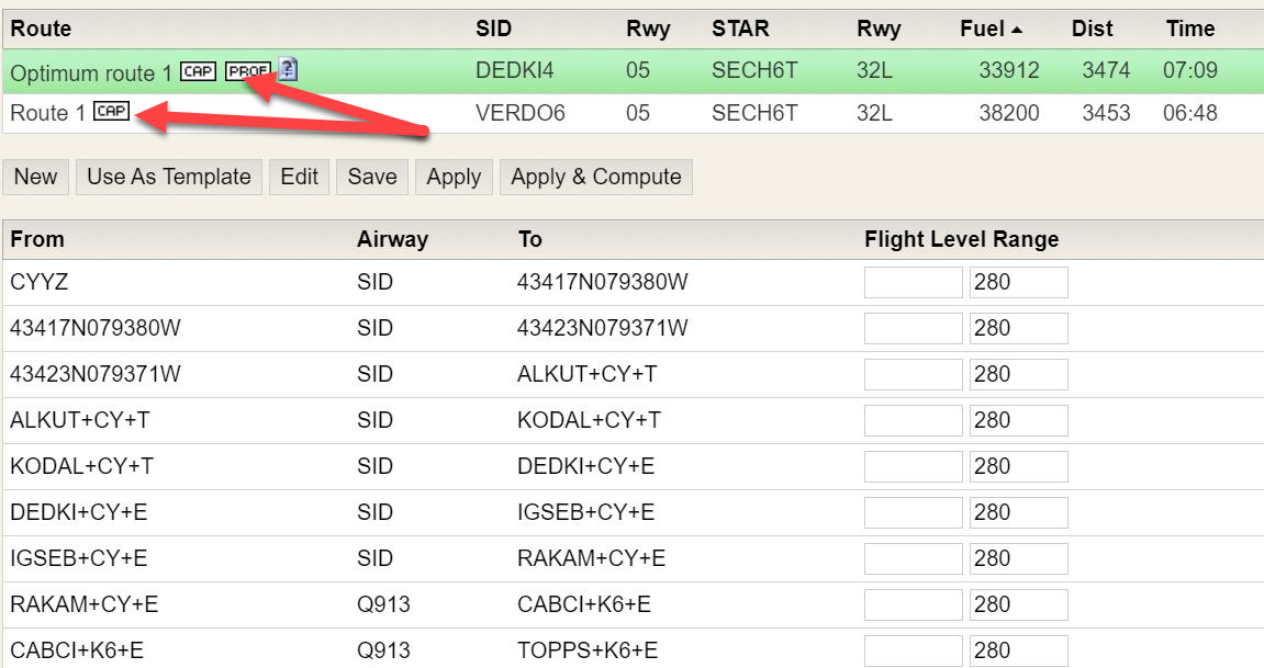 Route Screen : N-Flight Planning