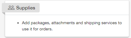 [2.4.7] Adding supplies for orders - packages, attachments, shipping ...