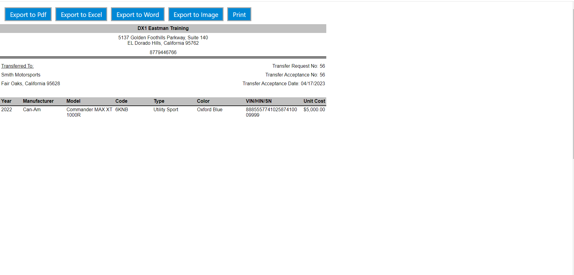 Dx1 Major Unit Transfer Out Process : DX1