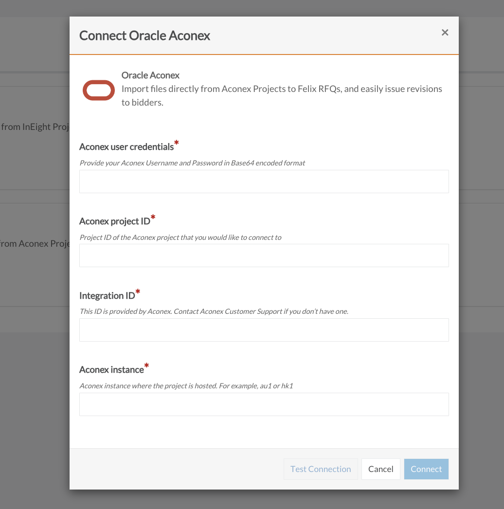 How to connect Felix and Aconex | Felix Enterprise Help Centre
