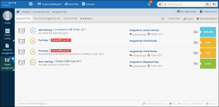 Accessing & Understanding the Punch List Dashboard : SKYSITE