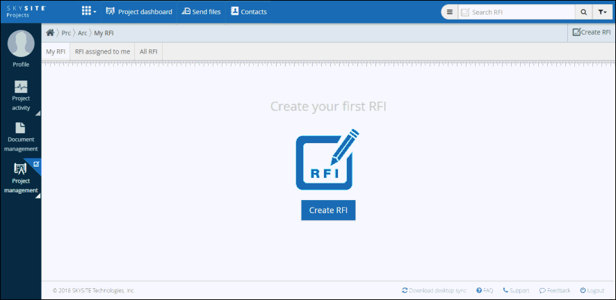 Creating RFI at Project Level : SKYSITE