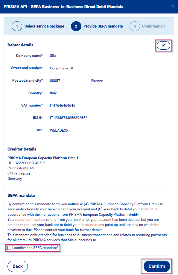 PRISMA API - Business Information : PRISMA Capacity Platform