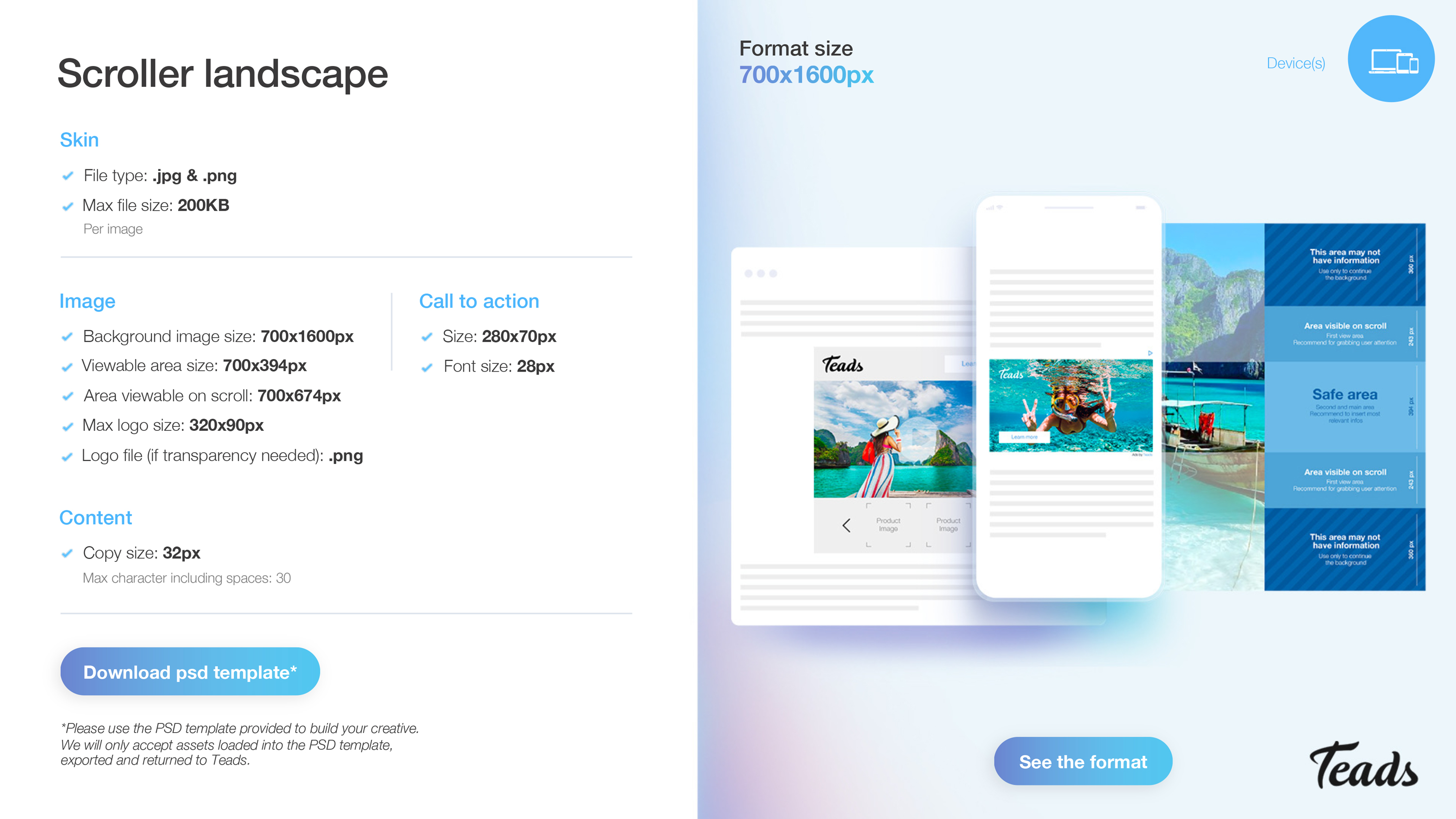 Scroller Landscape : Teads Support