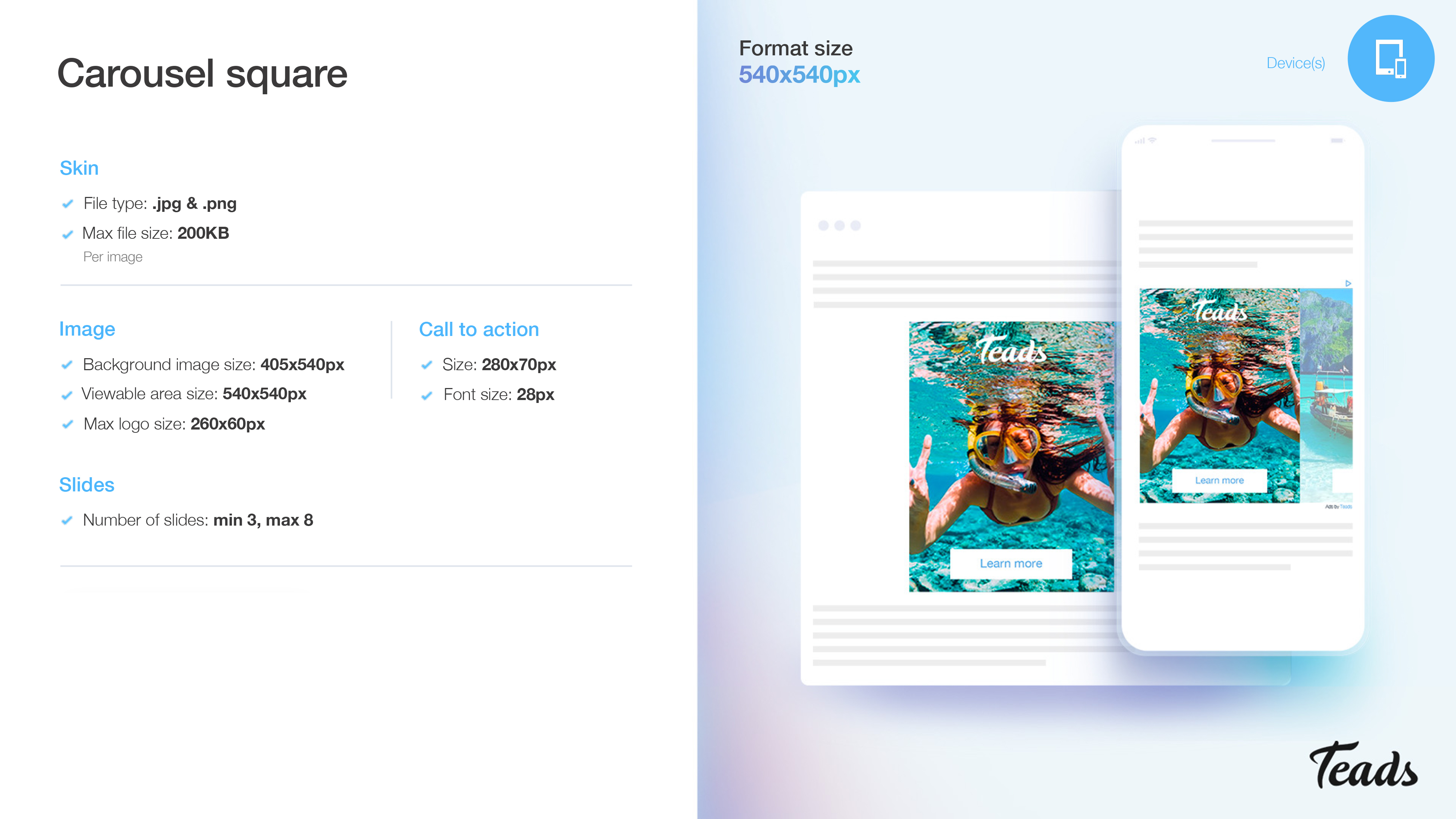 Carousel Square : Teads Support