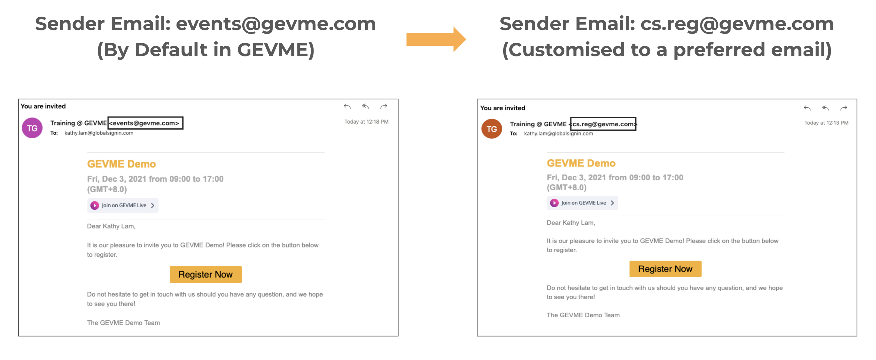 Email / Domain Whitelisting : Gevme Registration