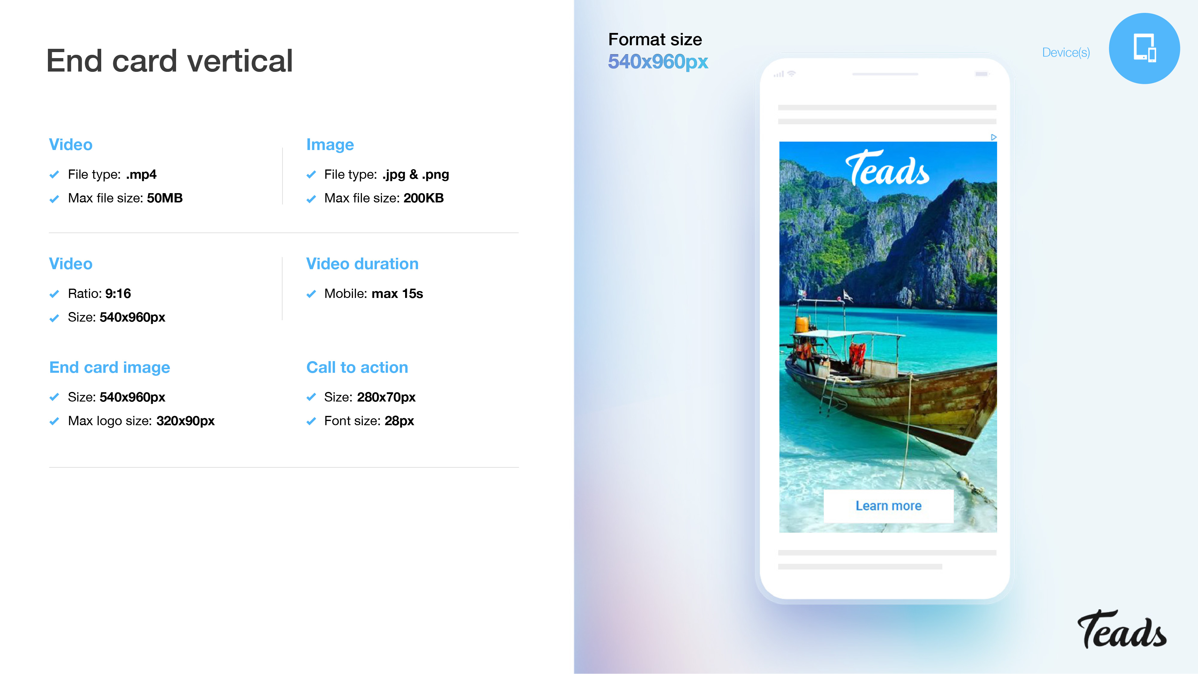 Endcard : Teads Support