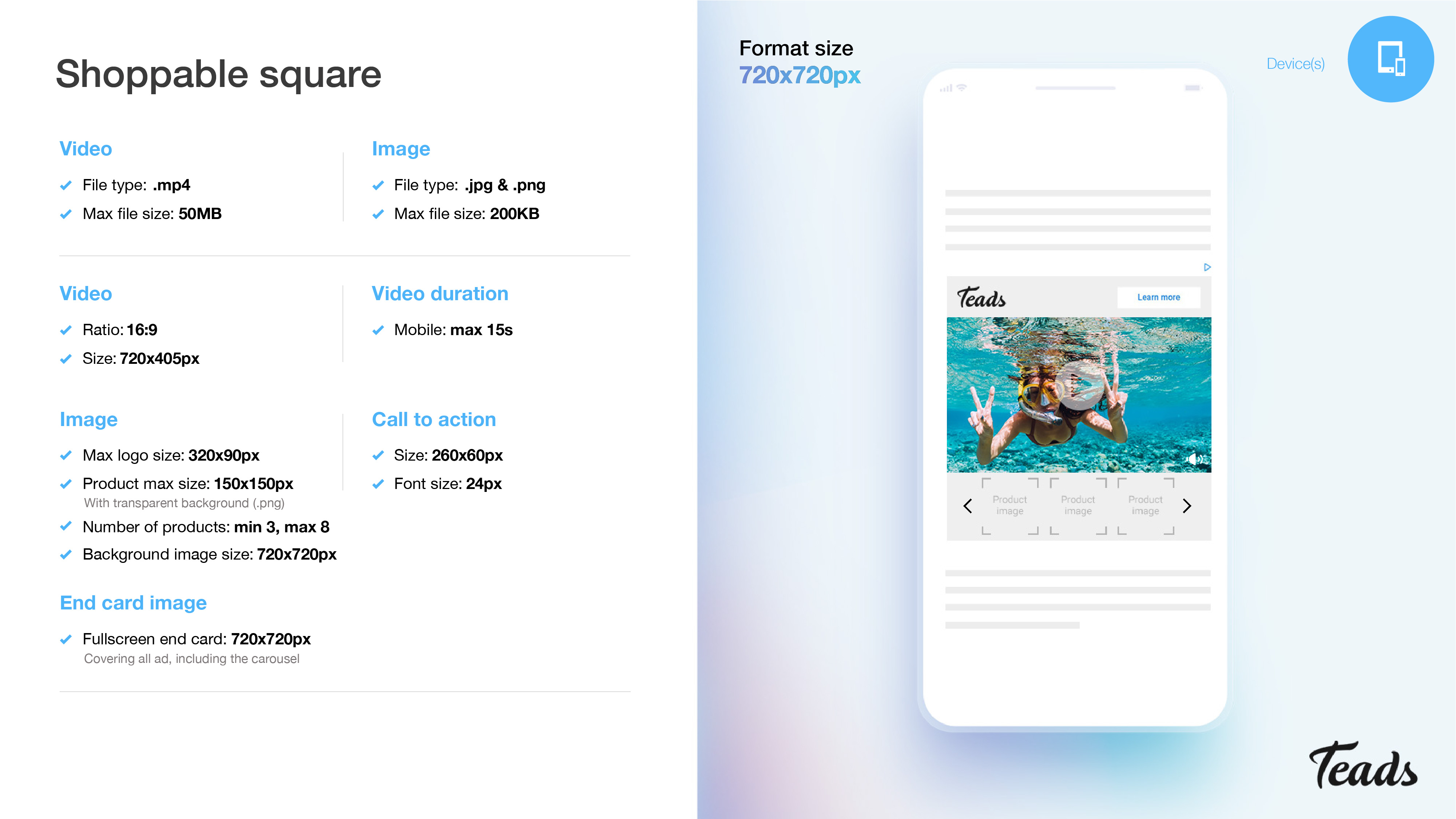 Shoppable Square : Teads Support