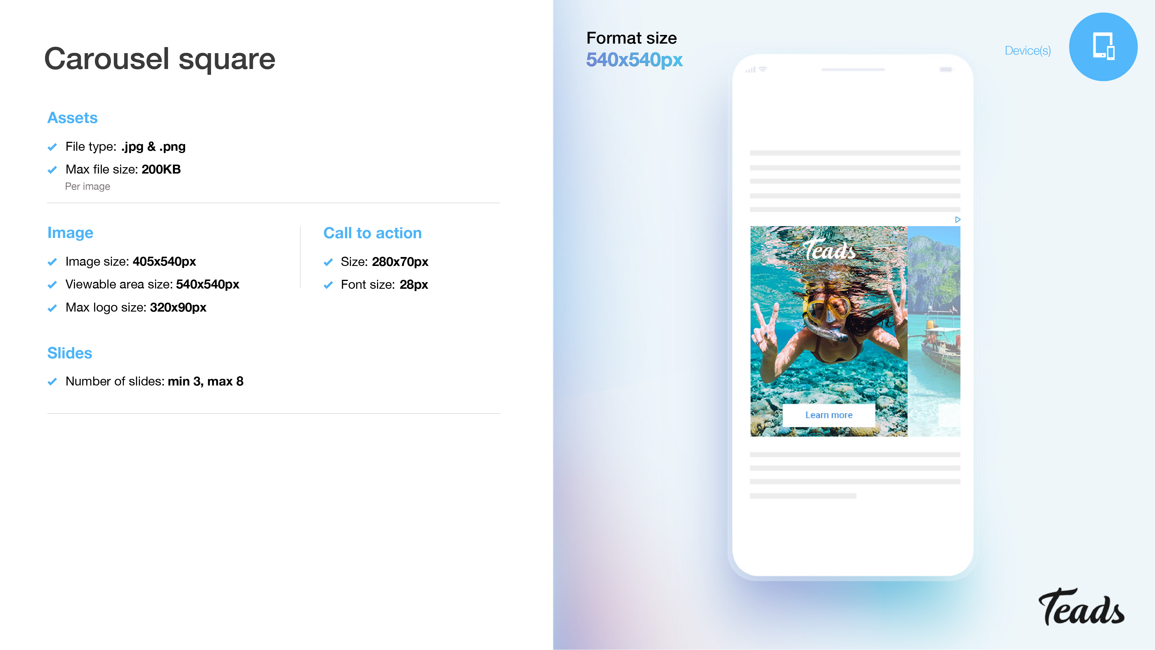 Carousel Square : Teads Support