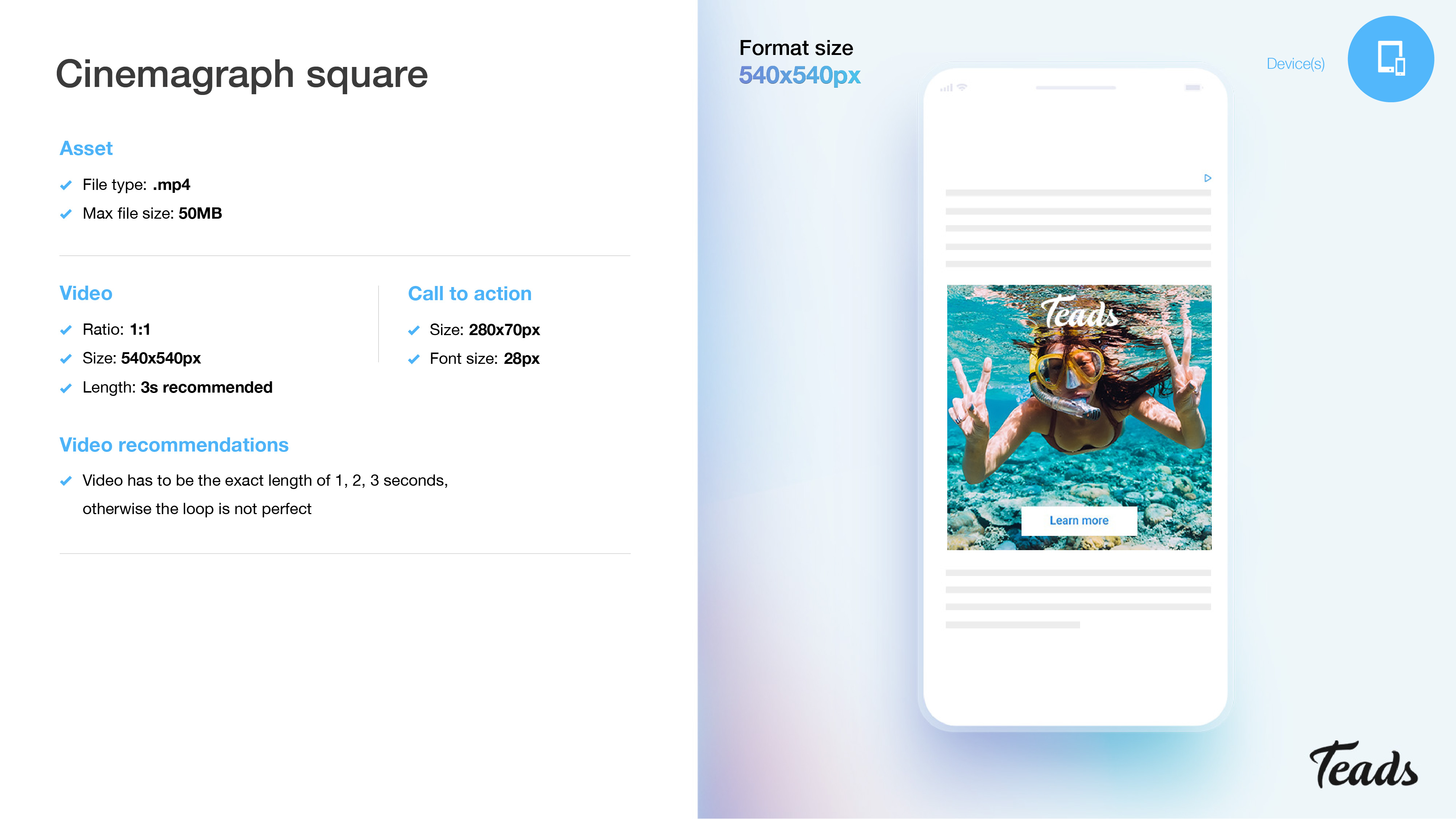 Cinemagraph Square : Teads Support