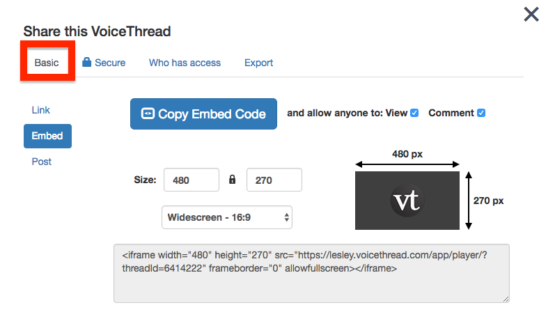 Sharing a VoiceThread in your myLesley Course : Support Hub
