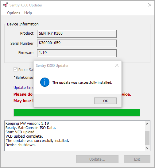Upgrading Your Sentry K300 : DataLocker Support