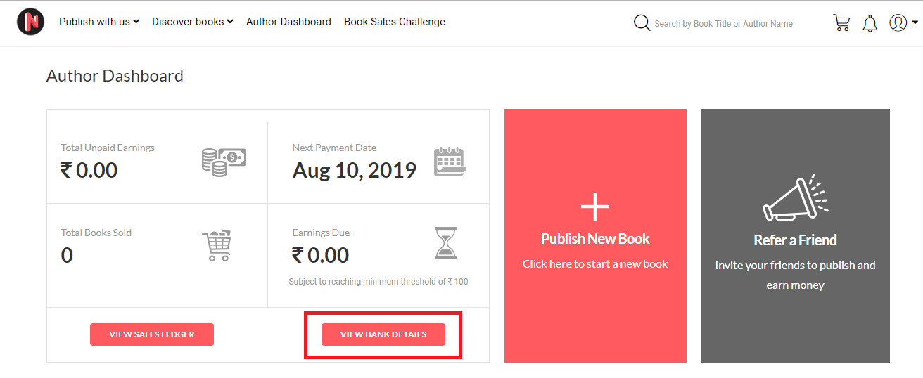 How to add/change bank account details for author earnings? : Notion Press