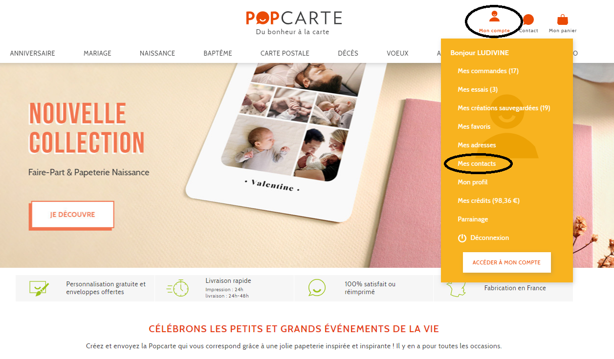 Comment fonctionne ma liste de contacts ? : Centre d'aide Popcarte