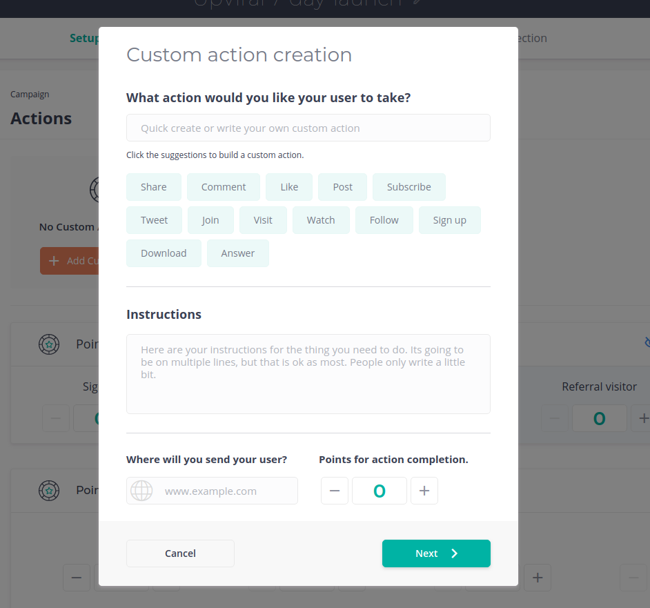 How to use Custom Actions : UpViral