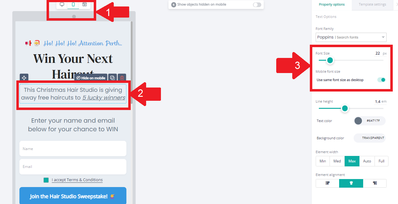 How to adjust font size for smaller screens on the editor? : UpViral