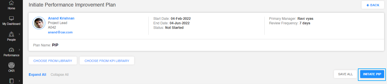 How to initiate the PIP? : Synergita