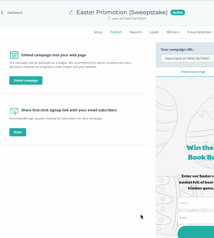How To Integrate your Campaign into your Website as Pop-up Widget : UpViral