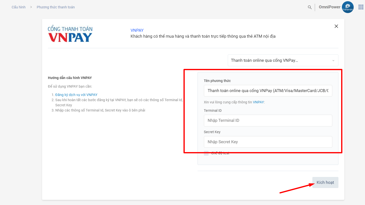 Hướng dẫn kết nối thanh toán online qua cổng VNPAY 2021 : Haravan.com