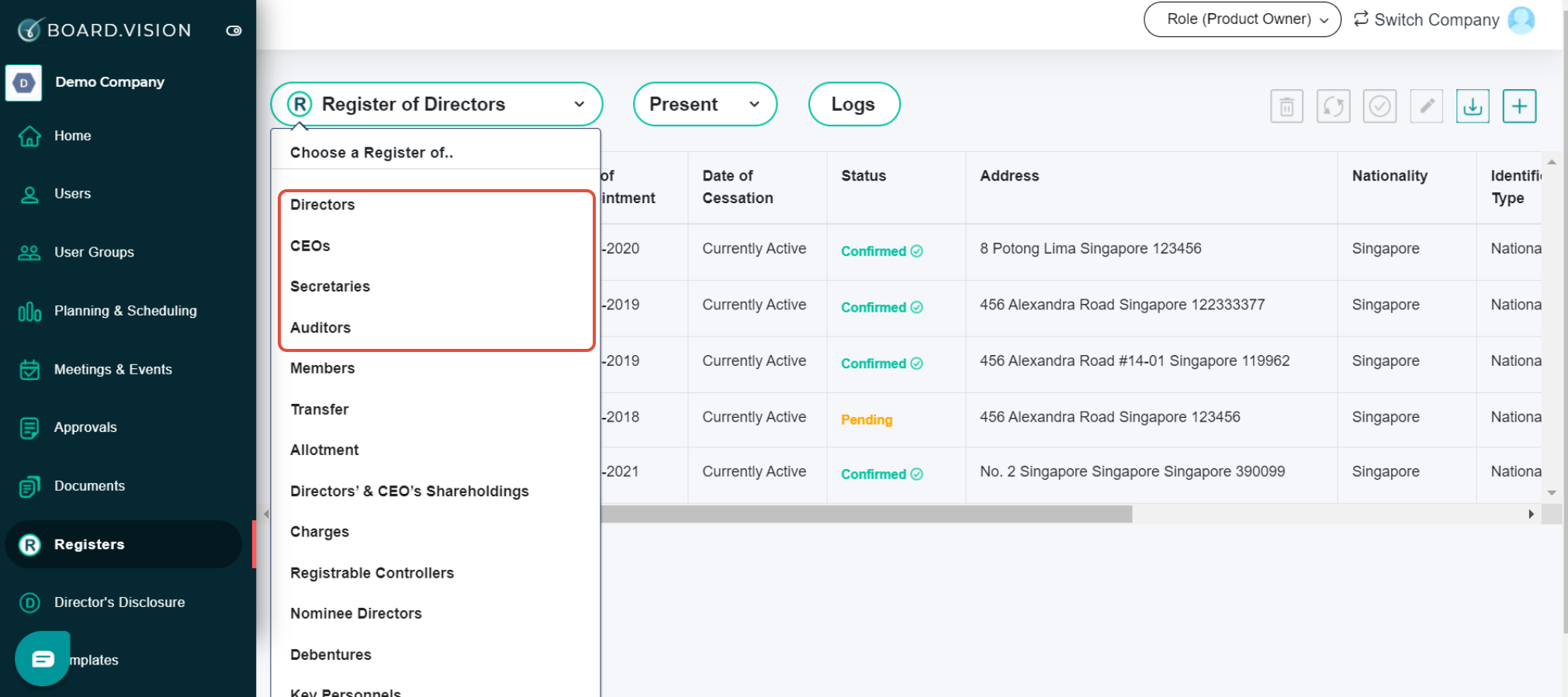 How to Circulate an Approval for Register of Directors/CEOs/Secretaries ...