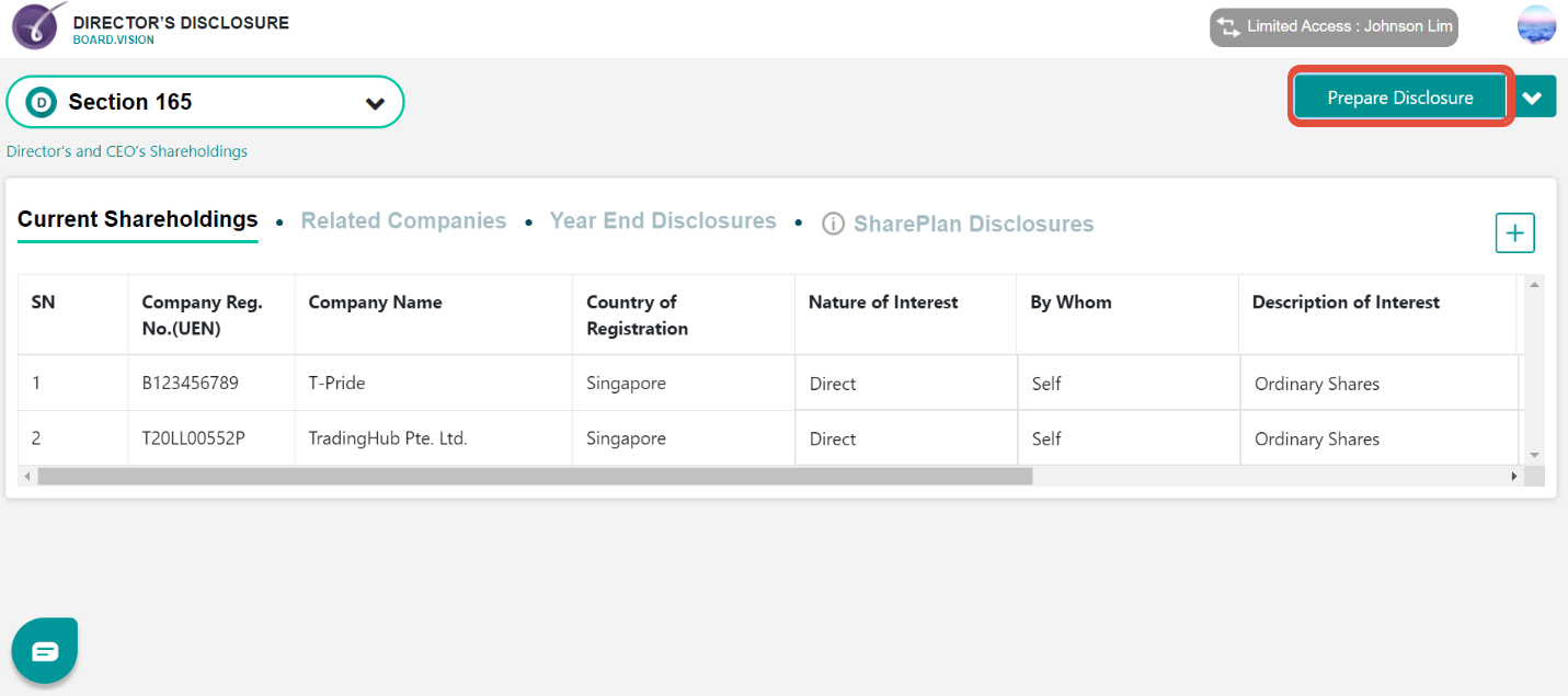 Notify a Director to Circulate a Disclosure : Board.Vision
