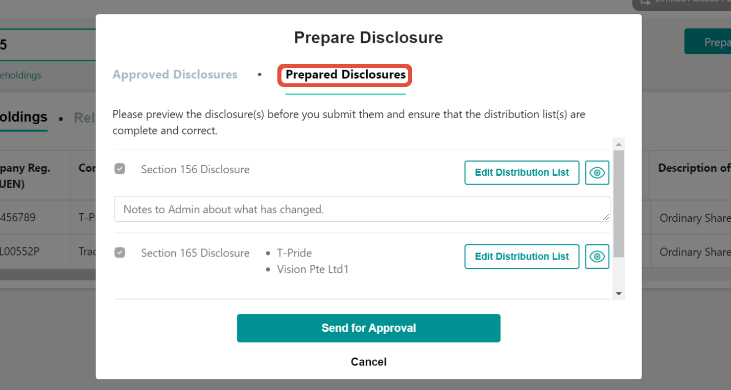 Notify a Director to Circulate a Disclosure : Board.Vision