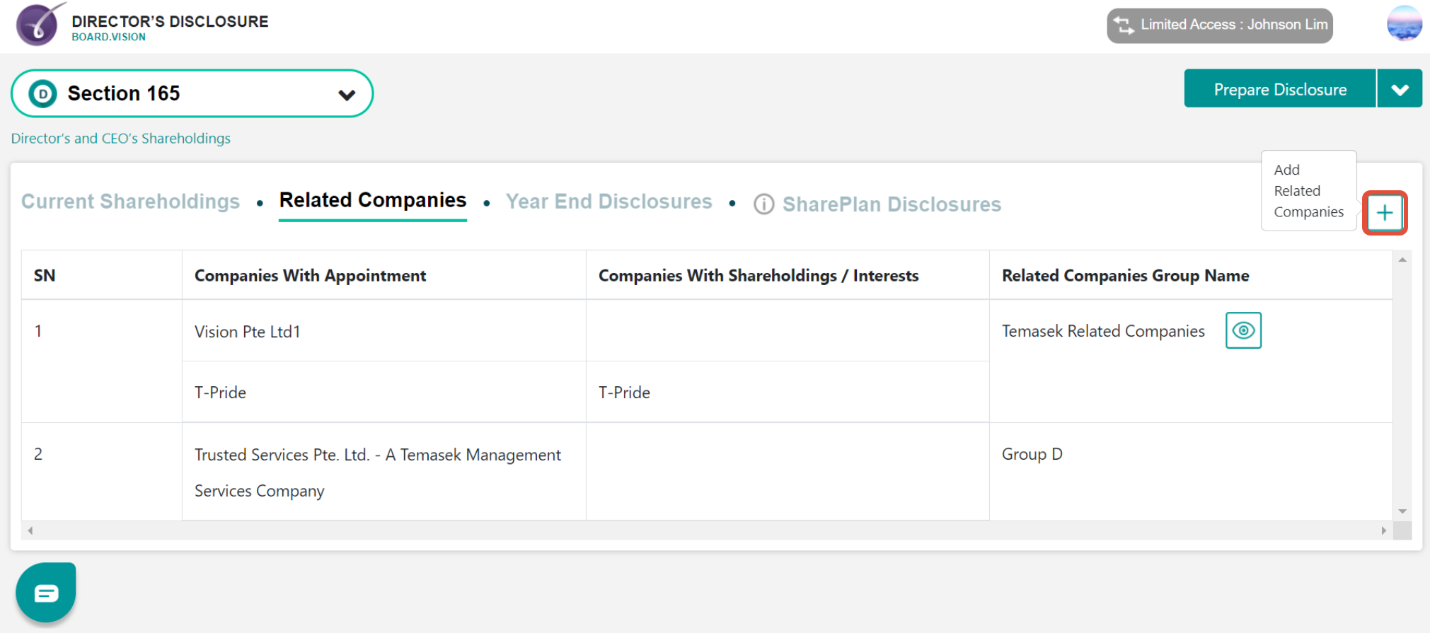 How to Create a Group of Related Companies : Board.Vision