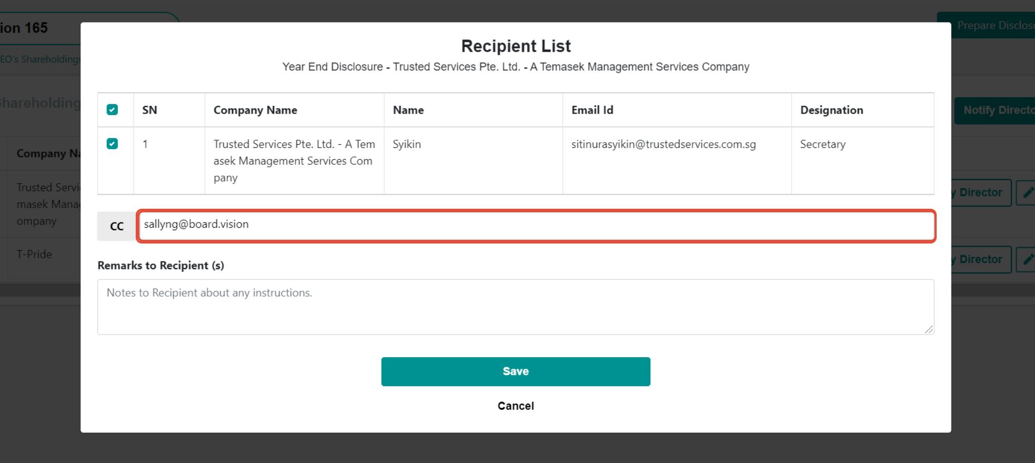 Prepare Director’s Draft Year End Disclosure : Board.Vision