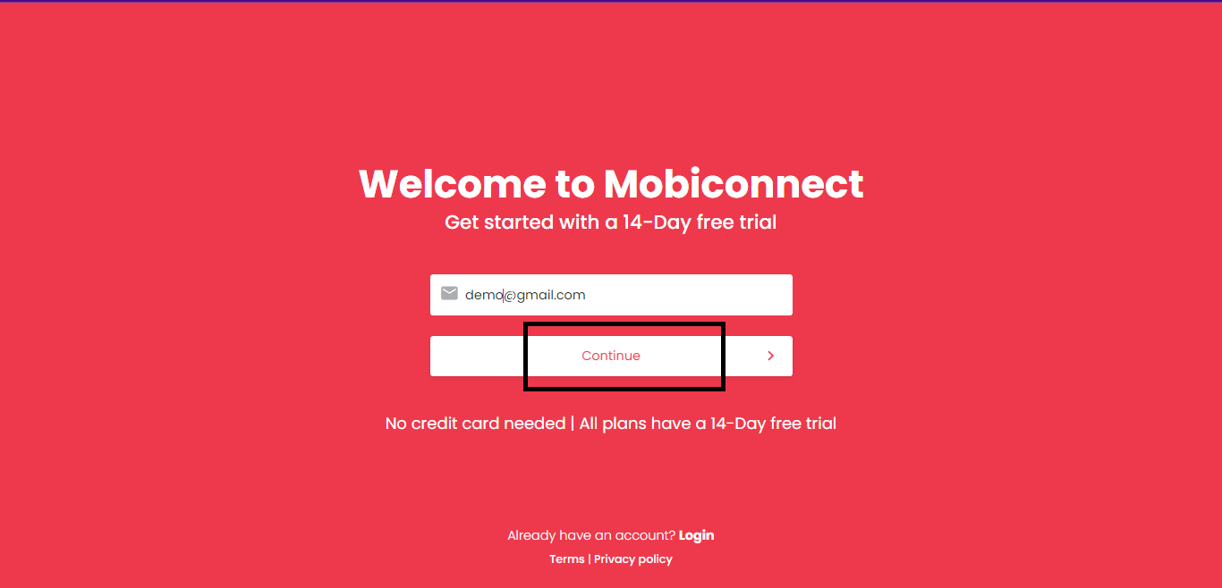 How to create a new account with Mobiconnect. : Mobiddiction