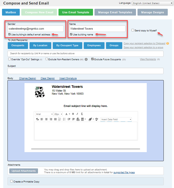 Send Email Example