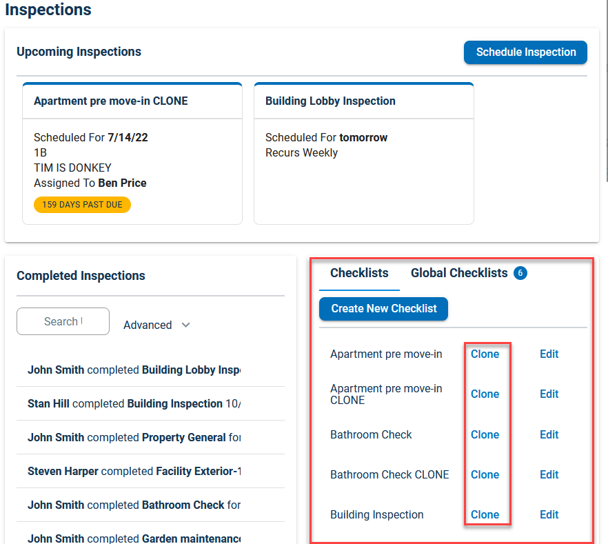 Inspections : Staff Help Site