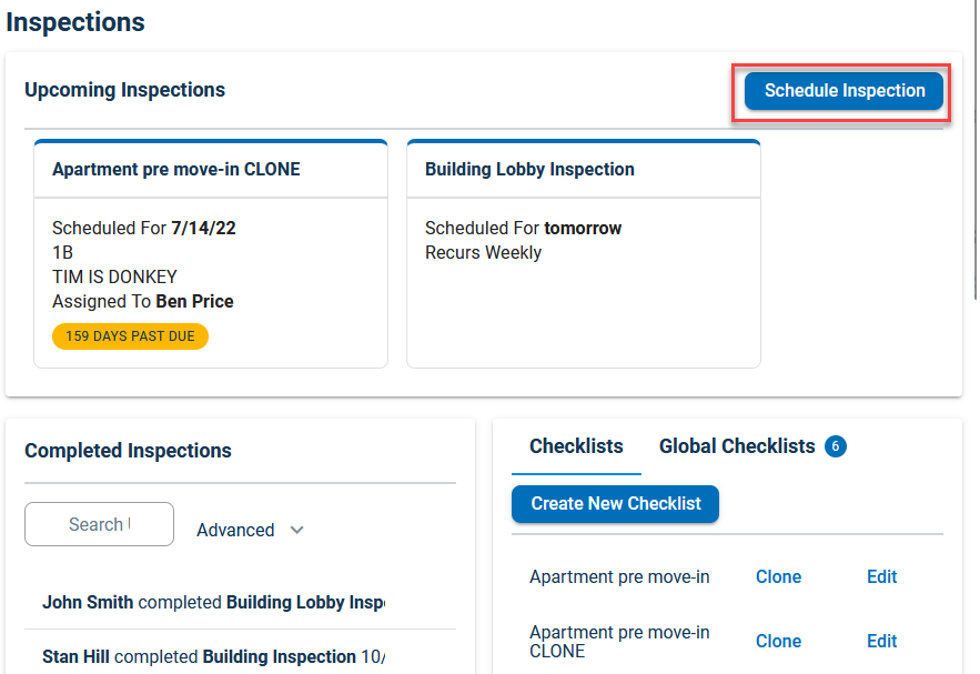 Inspections : Staff Help Site