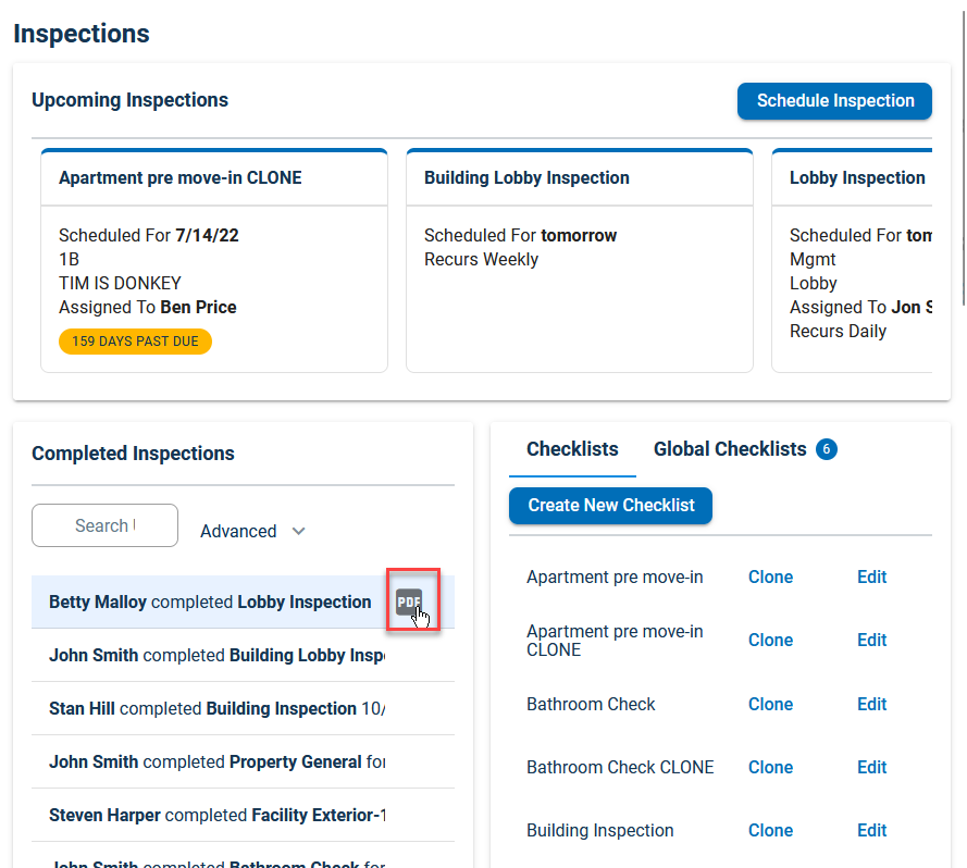 Inspections : Staff Help Site