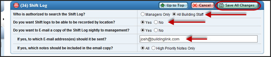 Shift Log : Staff Help Site