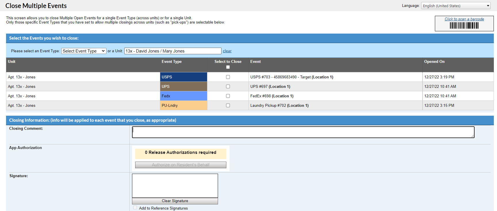 Event Log : Staff Help Site
