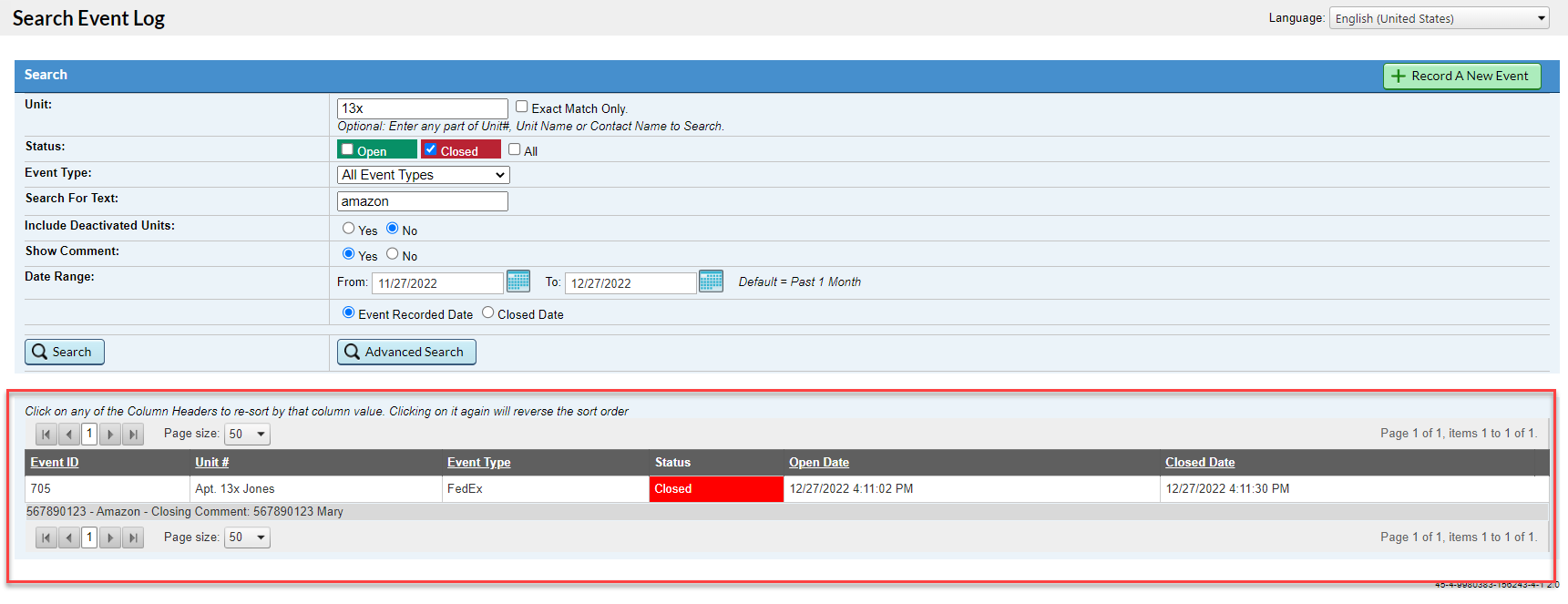 Event Log : Staff Help Site