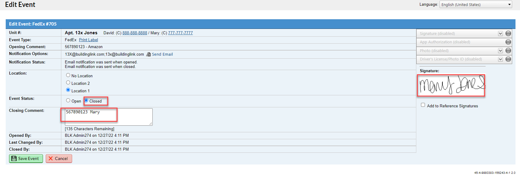 Event Log : Staff Help Site