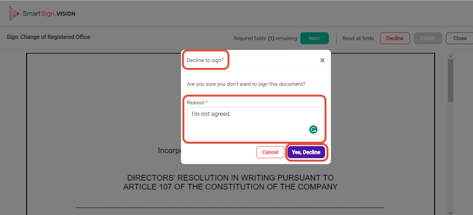 How to Decline to Sign a Document : Board.Vision